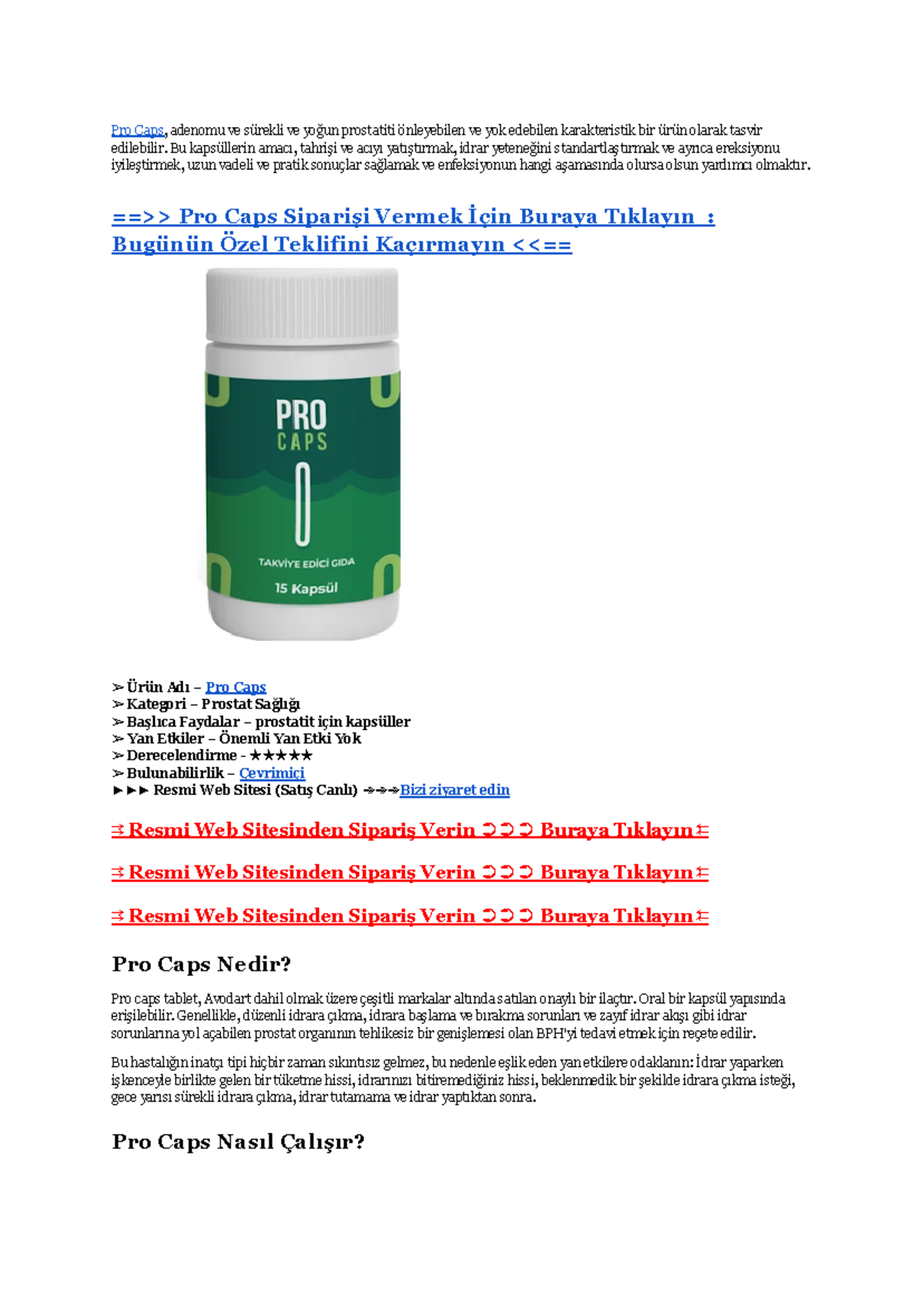 Pro Caps İncelemeleri - Pro Caps Prostat sorunlarınız varsa yardımcı ...