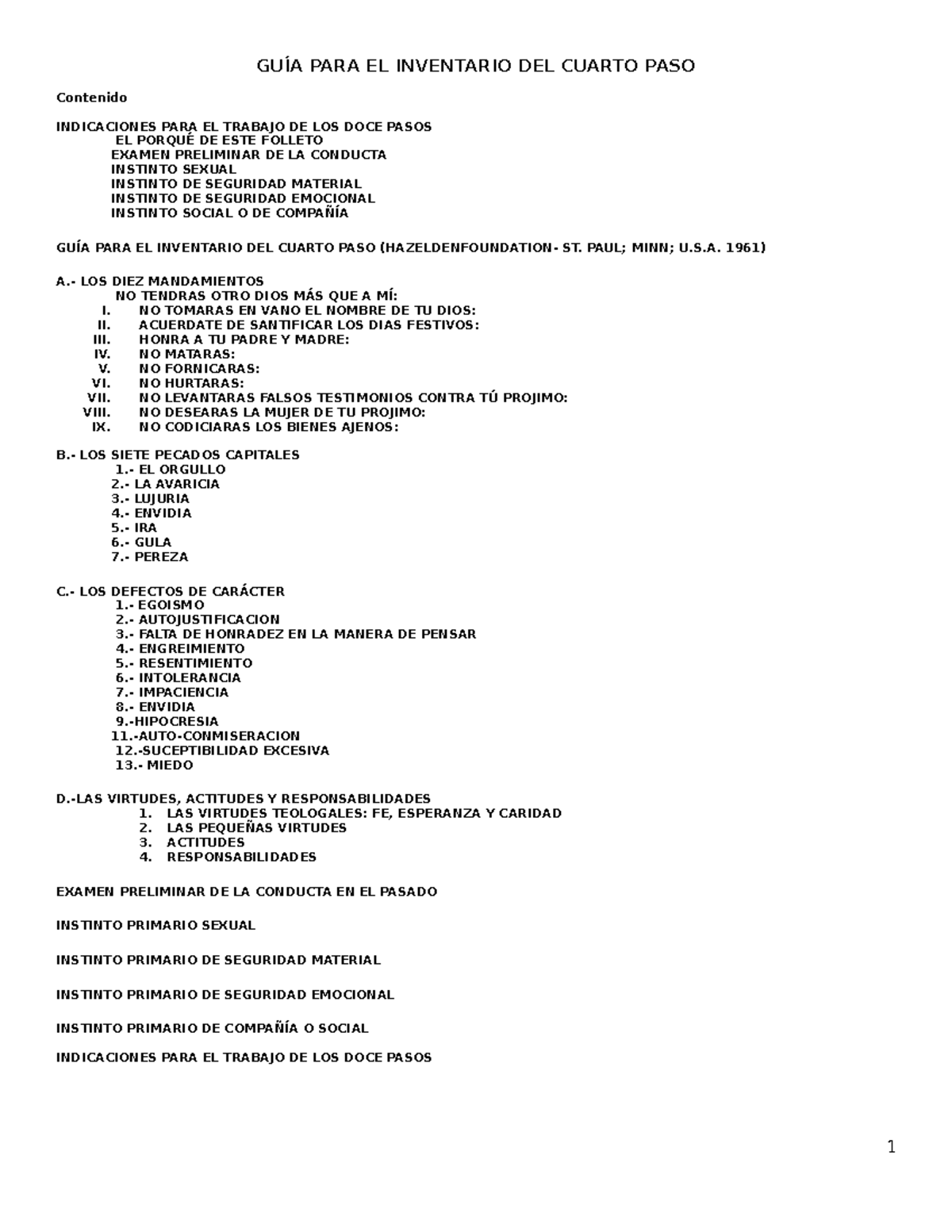 GUÍA PARA EL Inventario Delcuarto PASO - GUÍA PARA EL INVENTARIO DEL ...