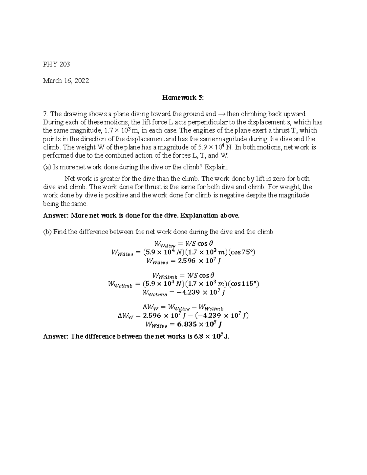 HW 5 - Fifth Homework for Jiufeng Tu - PHY 203 March 16, 2022 Homework 5: The drawing shows a ...