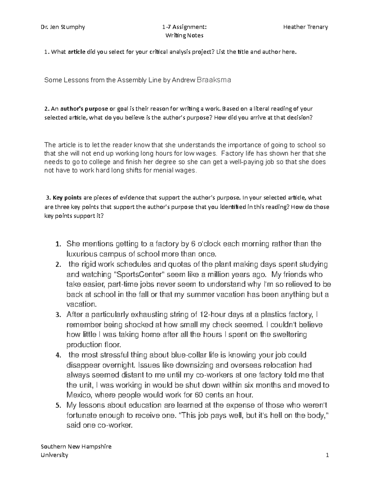 Module 1-7 Writing Notes Assignment - Dr. Jen Stumphy 1-7 Assignment ...