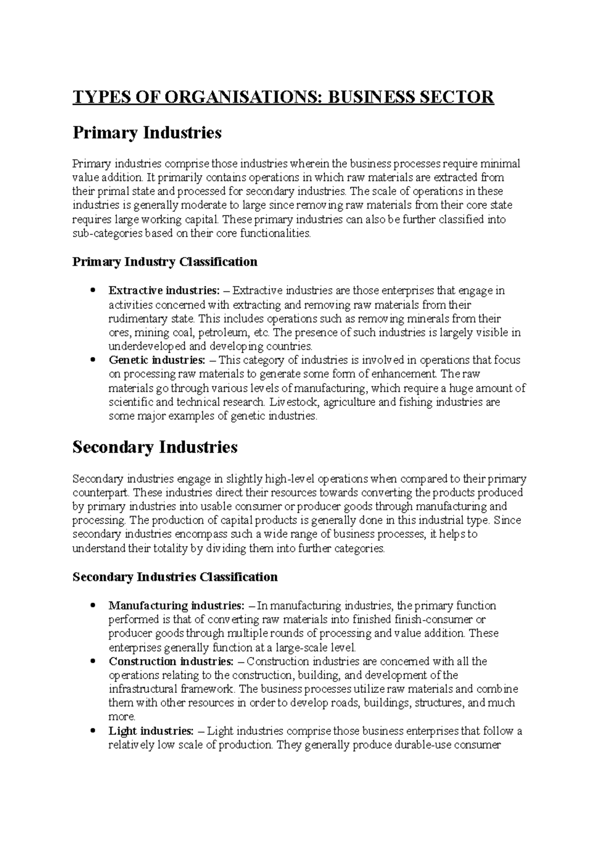 Types OF Organisations - TYPES OF ORGANISATIONS: BUSINESS SECTOR ...