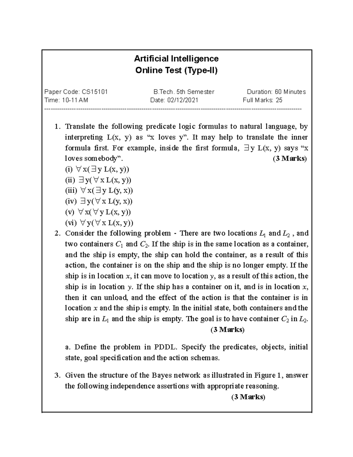 AI-OT-Type2 - v v - Artificial Intelligence Online Test (Type-II) Paper ...