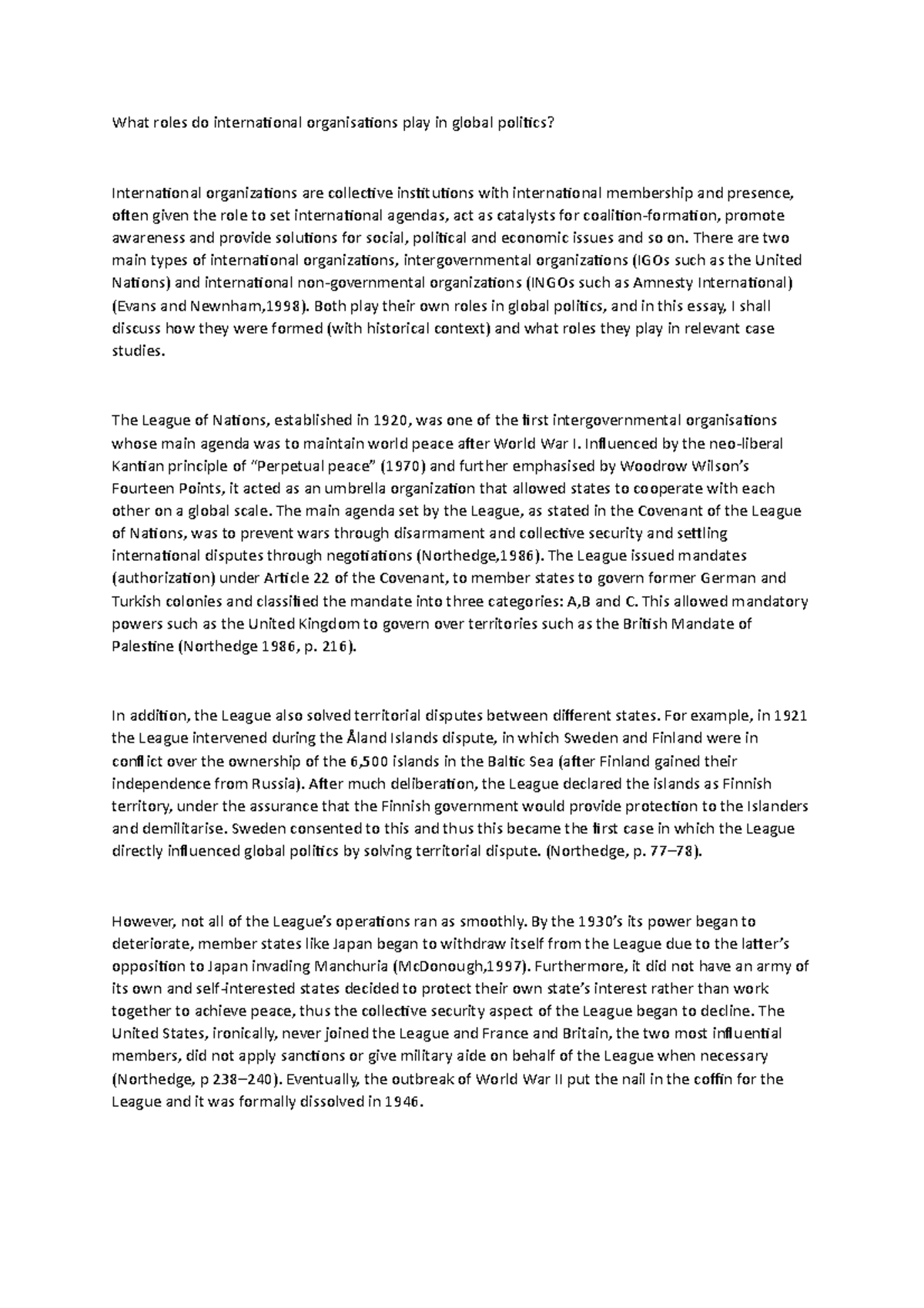 International Organizations and Global Politics - What roles do ...