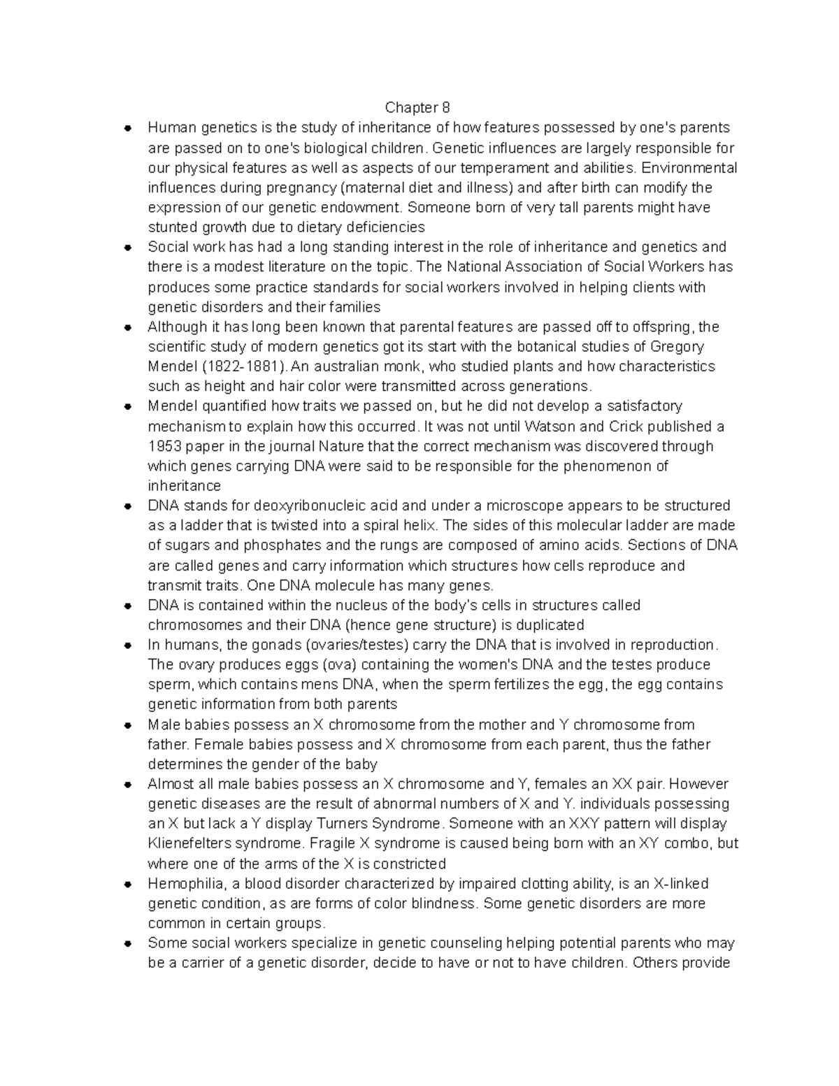 Chapter 8 SWTP - Ingrid Russo - Chapter 8 Human genetics is the study ...