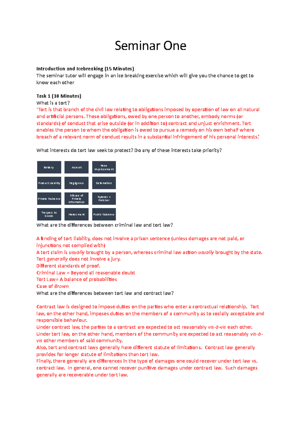 Seminar One - Seminar One Introduction and Icebreaking (15 Minutes) The ...