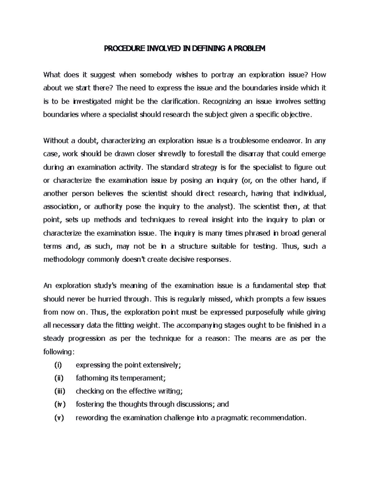 Procedure Involved IN Defining A Problem - PROCEDURE INVOLVED IN ...