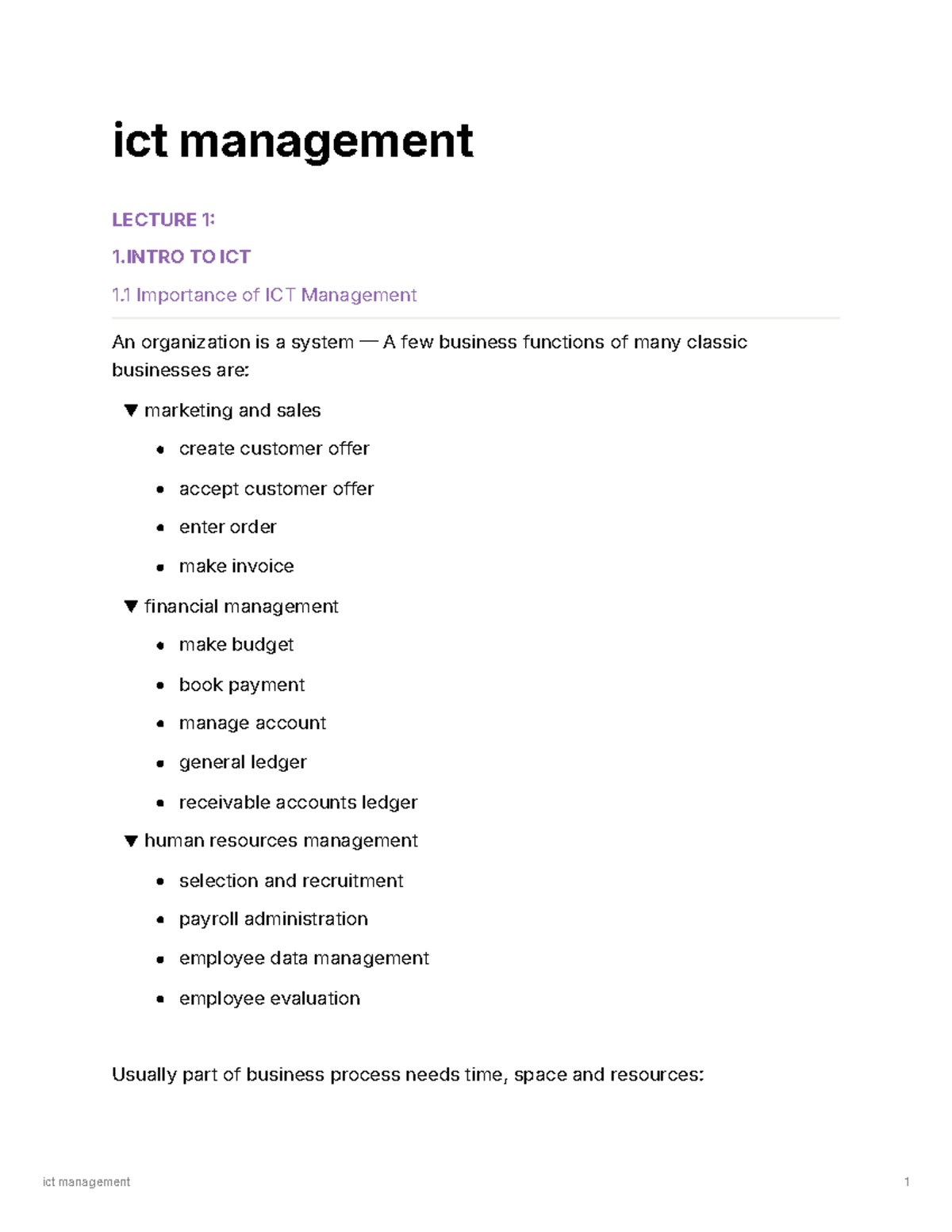 Ict Management Ict Management Lecture 1 1 To Ict 1 Importance Of Ict