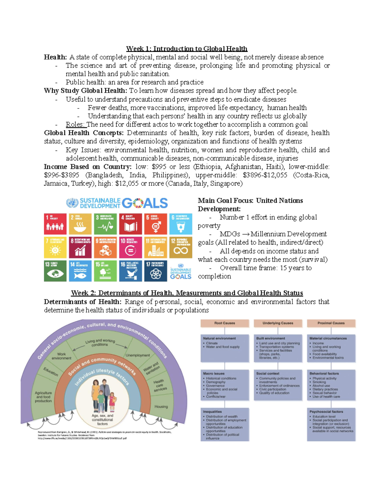 Global Health Midterm Exam Review Doc - Week 1: Introduction to Global ...