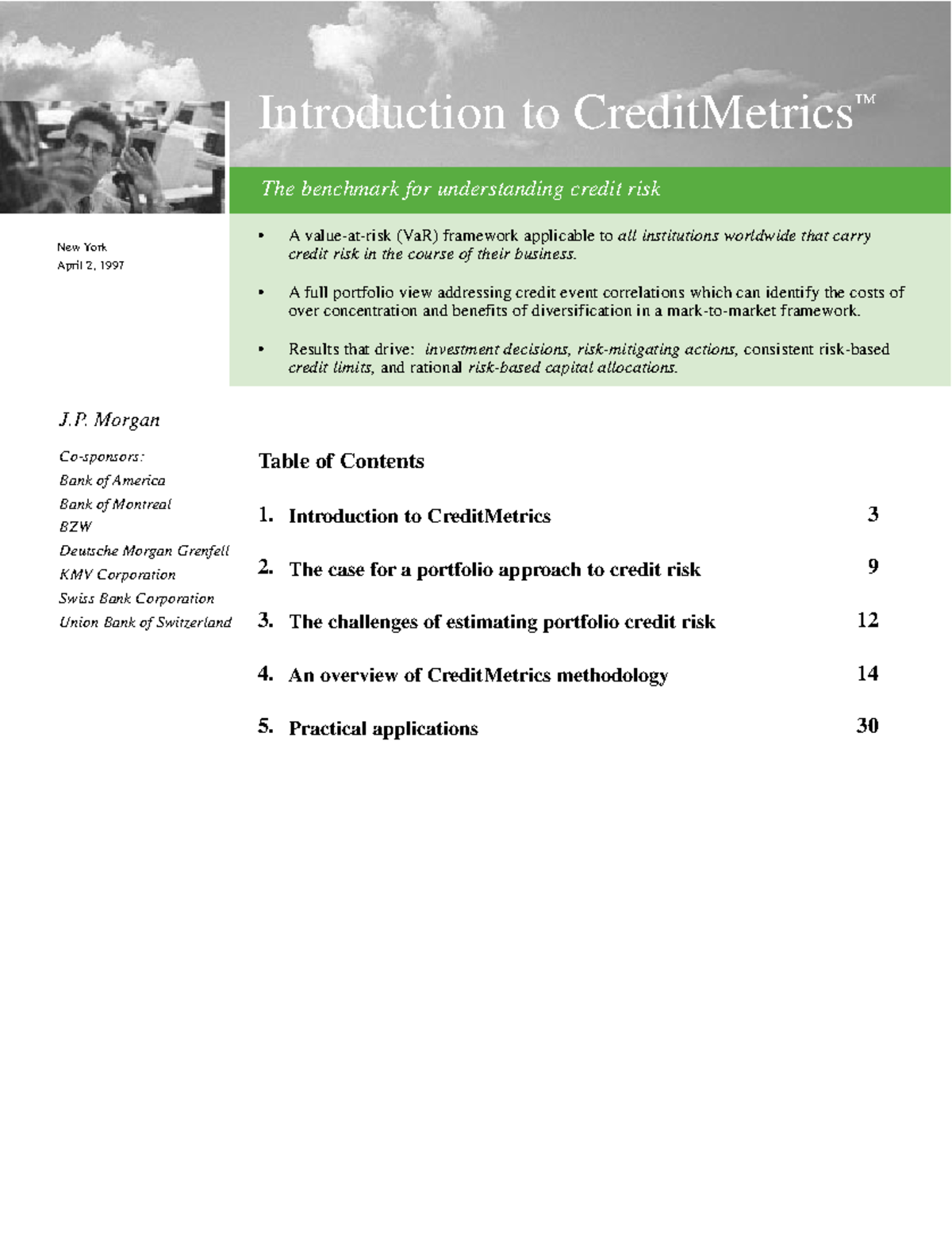 Credit Metrics Intro - Introduction to The benchmark for understanding ...
