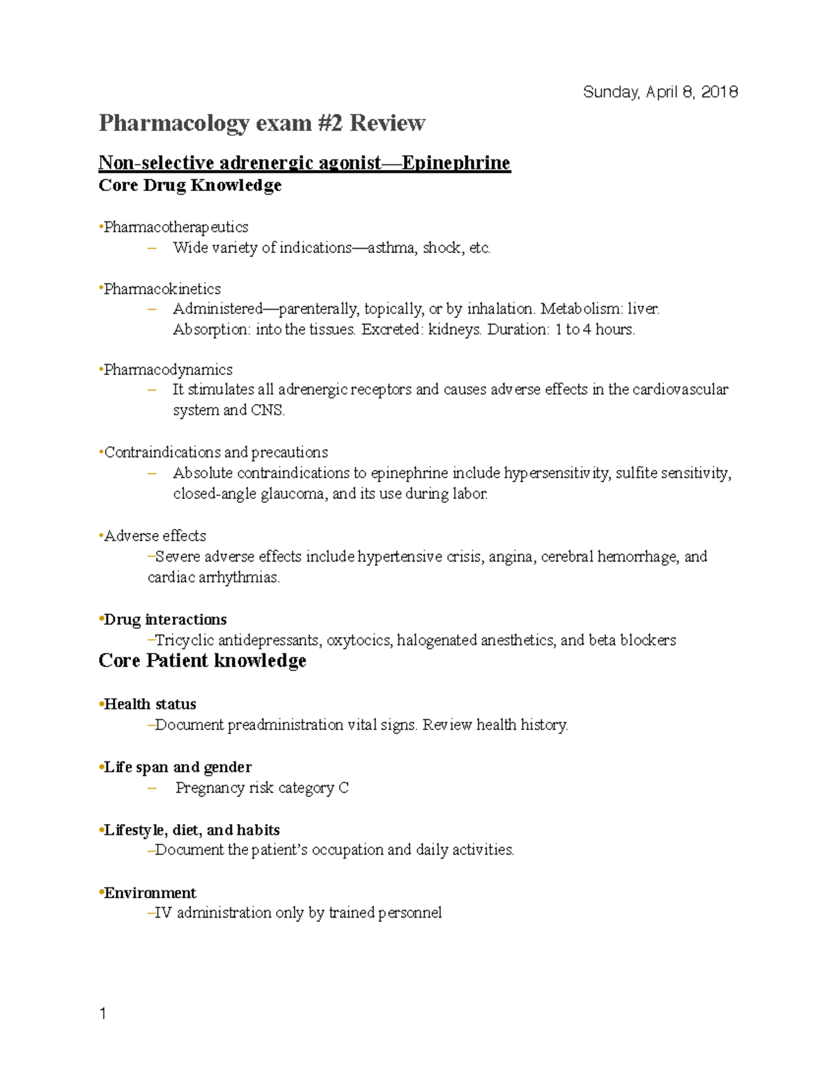 Pharm 2 Review - Lecture notes exam 2 - Sunday, April 8, 2018 ...