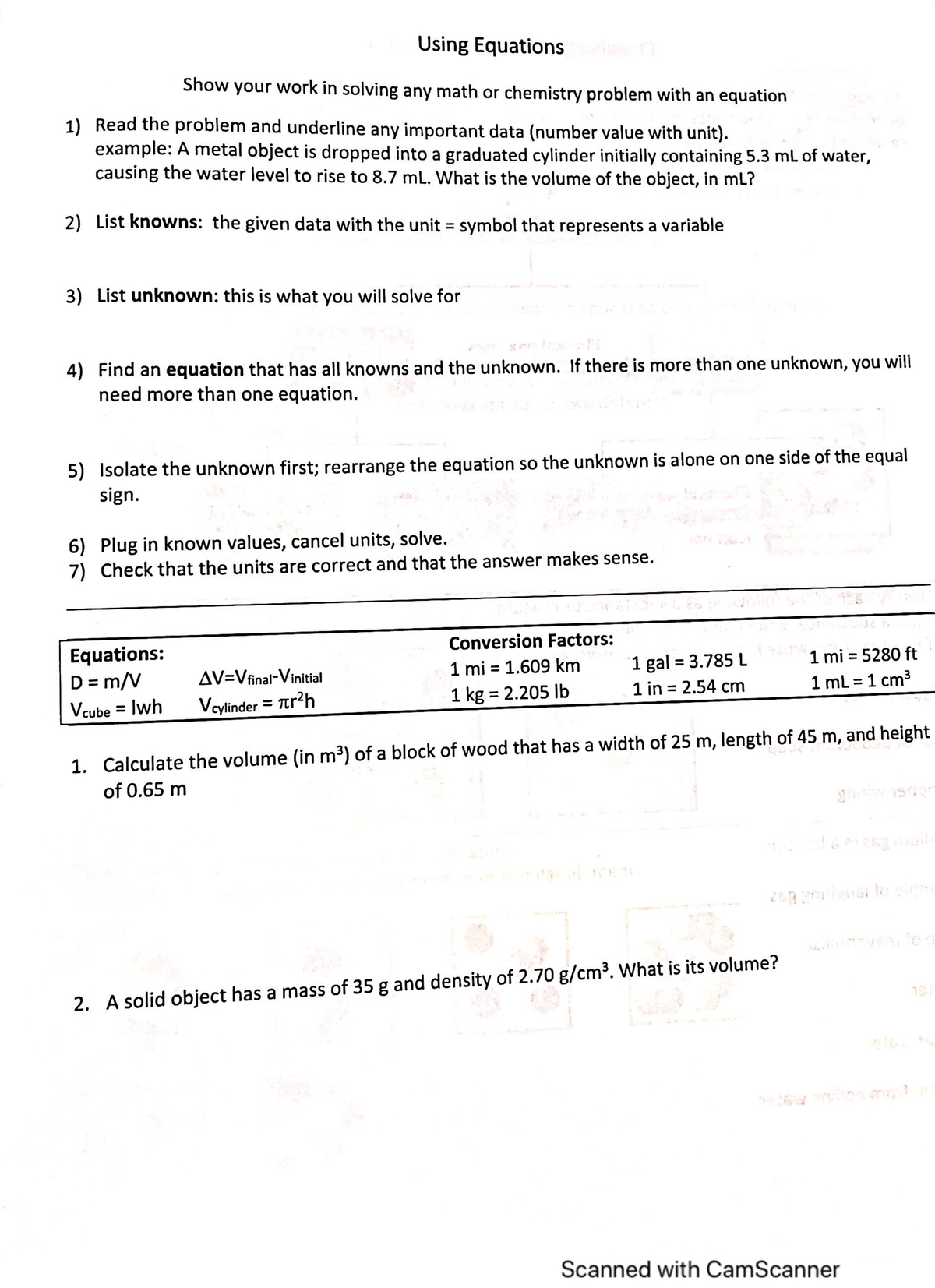 Using equation questions - CHEM 9 - Studocu
