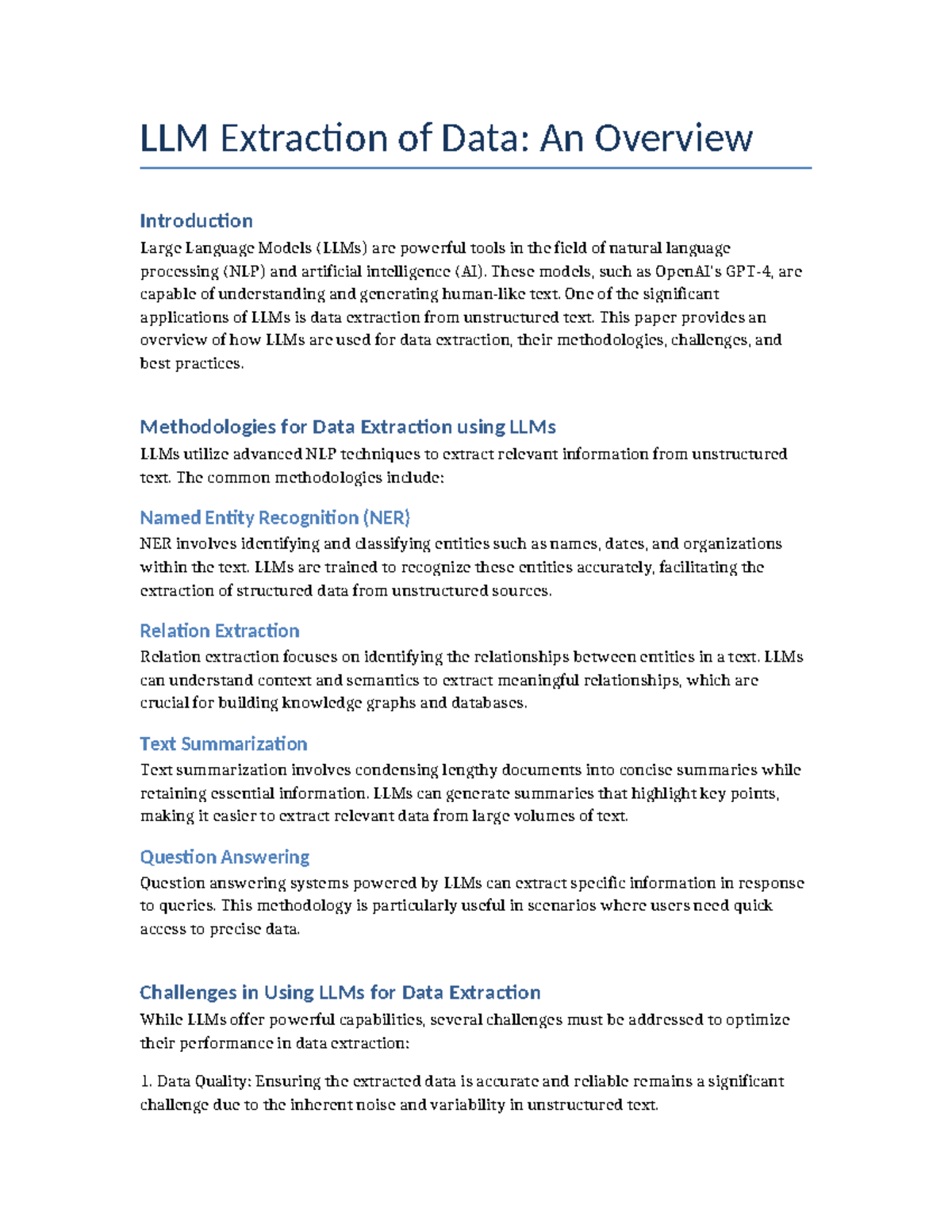 LLM Data Extraction Overview - LLM Extraction of Data: An Overview ...