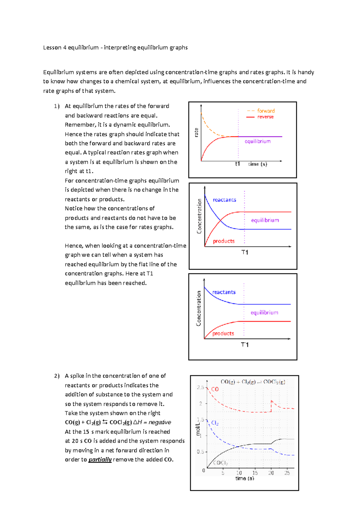 Module 5 HSC Chemistry: Interpreting equilibria graphs - Lesson 4 ...