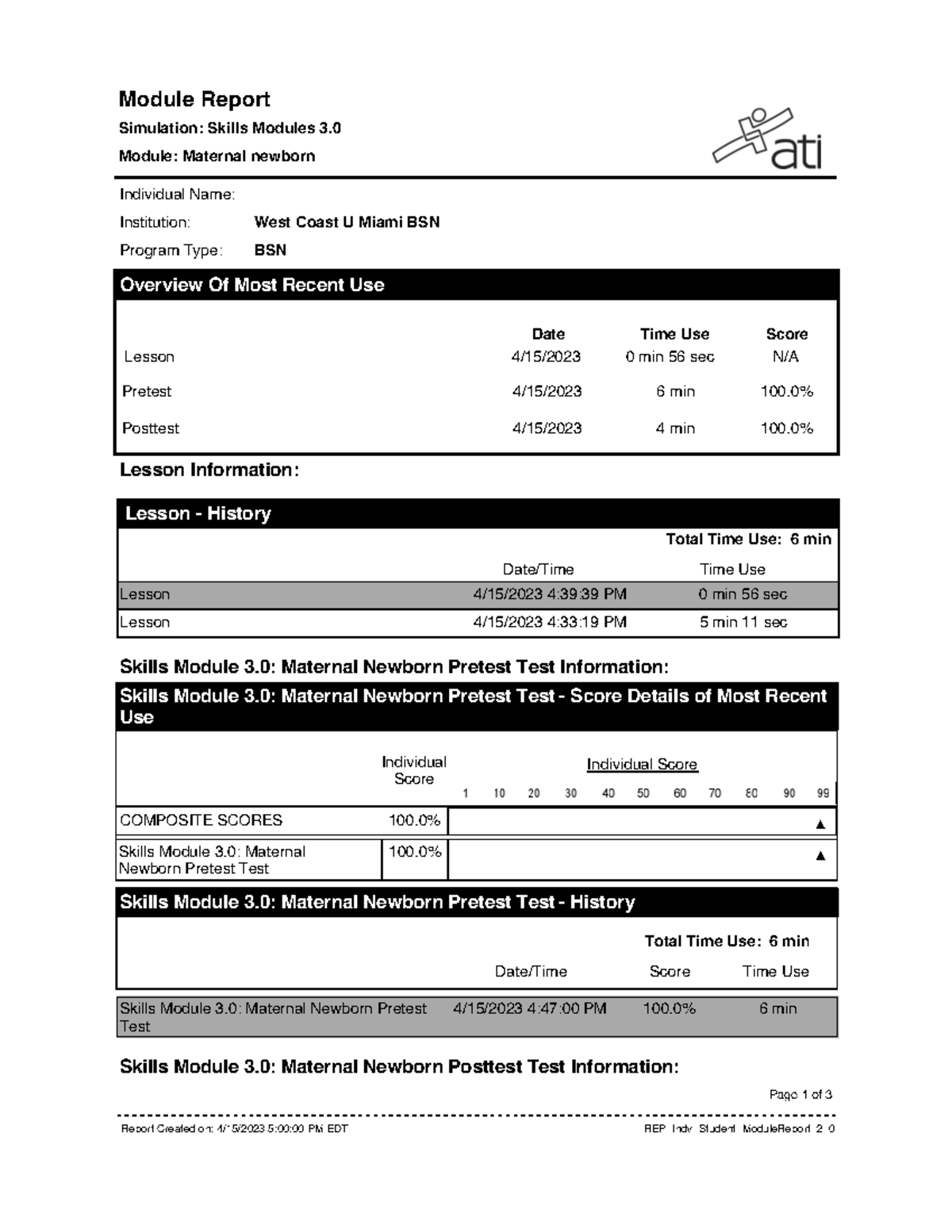 Maternal Newborn Download Report - Module Report Simulation: Skills ...