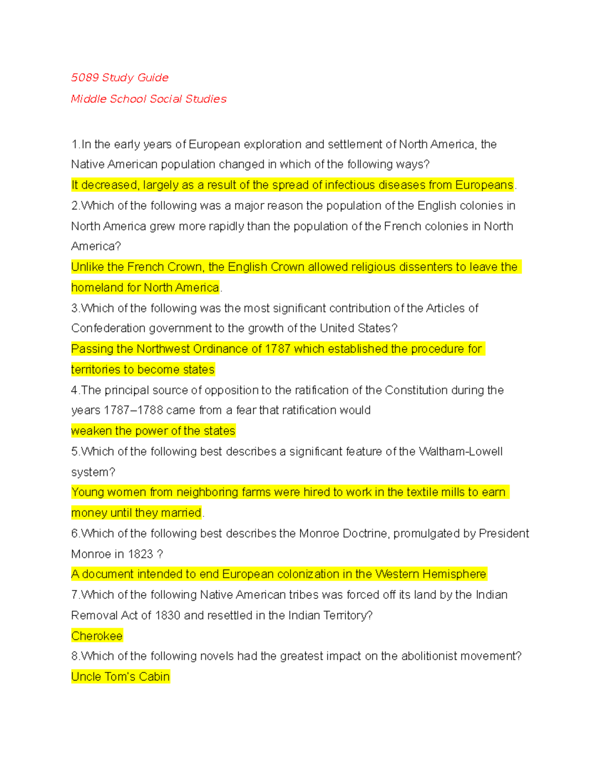 Middle School Praxis Study Guide - EDUC 5281 - WGU - Studocu