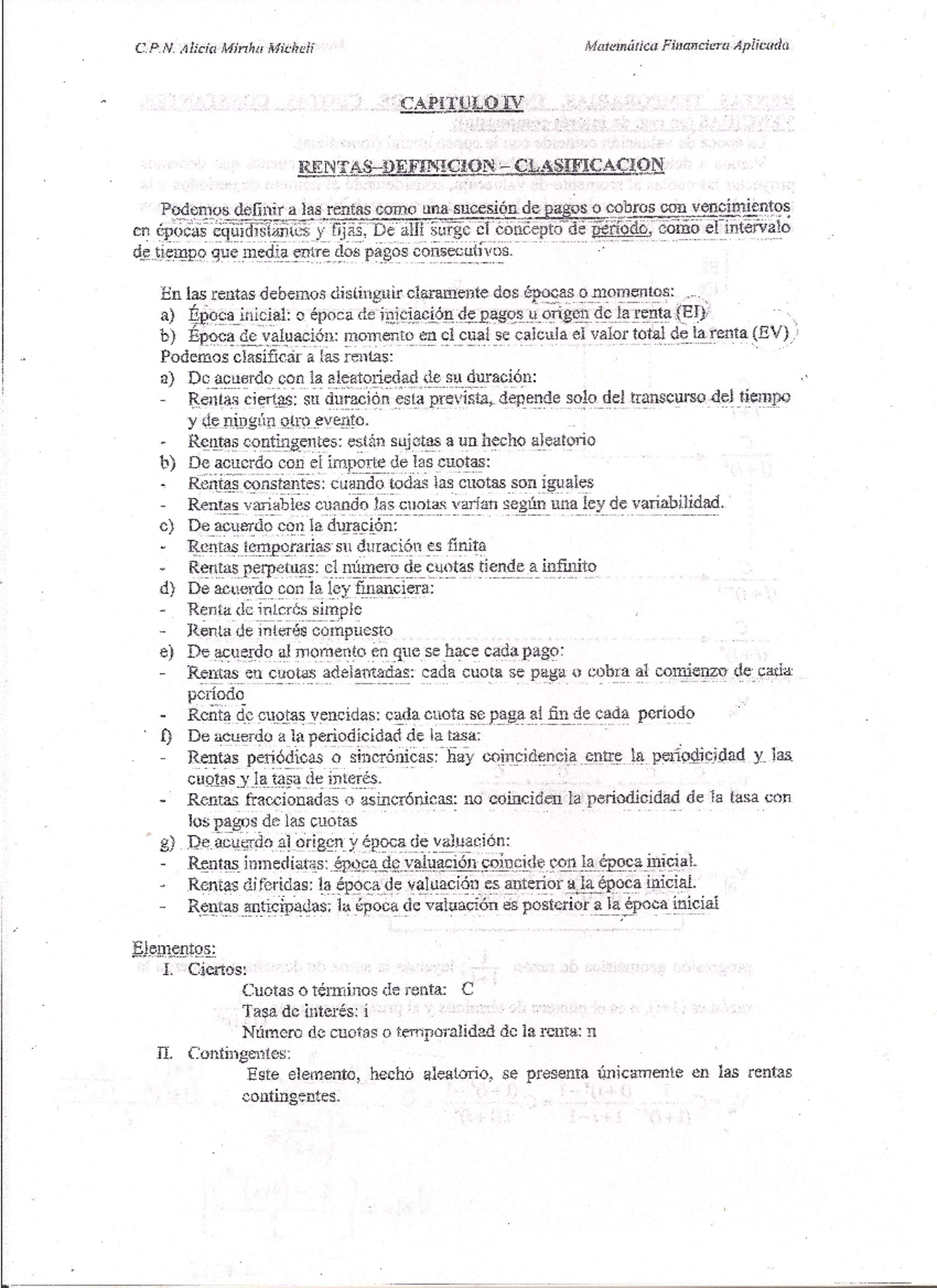 Rentas temporarias y perpetuas - C.P. Alicia Mirtha Micheli Matemática Financiera Aplicada ...