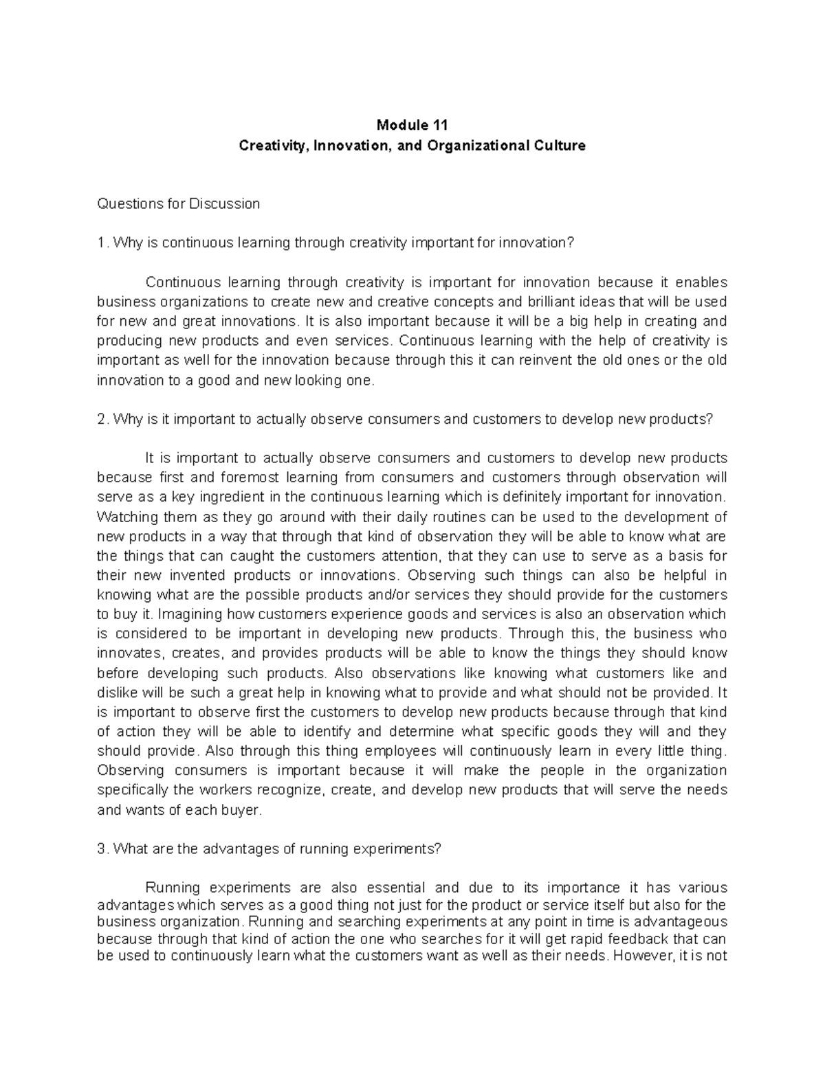 Organizational Behavior Creativity, Innovation, and Organizational ...