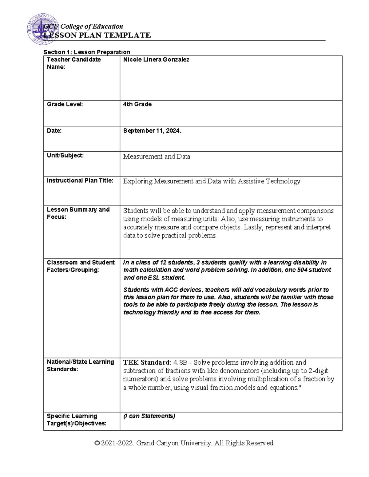 AAC Device copy - LESSON PLAN TEMPLATE Section 1: Lesson Preparation ...