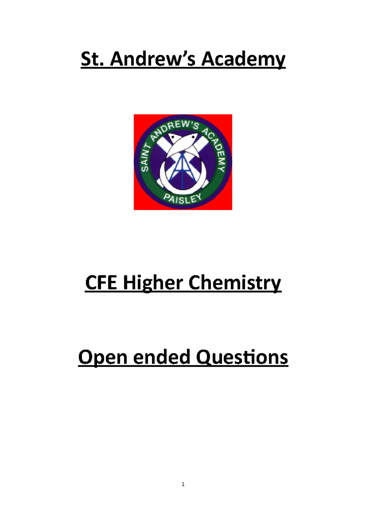 2018 higher open ended questions - St. Andrew’s Academy CFE Higher ...
