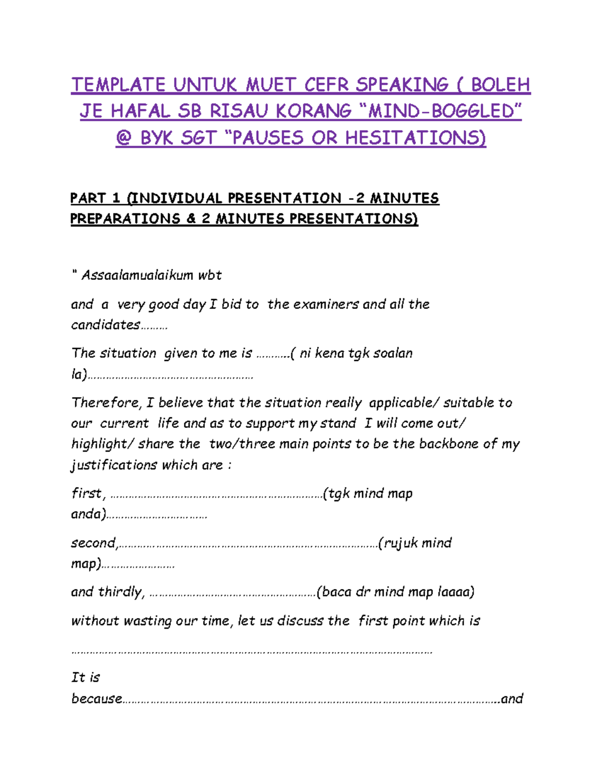 Template Untuk MUET CEFR Speaking - TEMPLATE UNTUK MUET CEFR SPEAKING ...