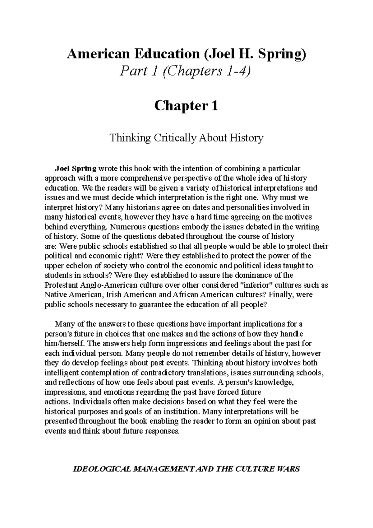 American Education By Joel H Spring In Detail Concepts - American ...