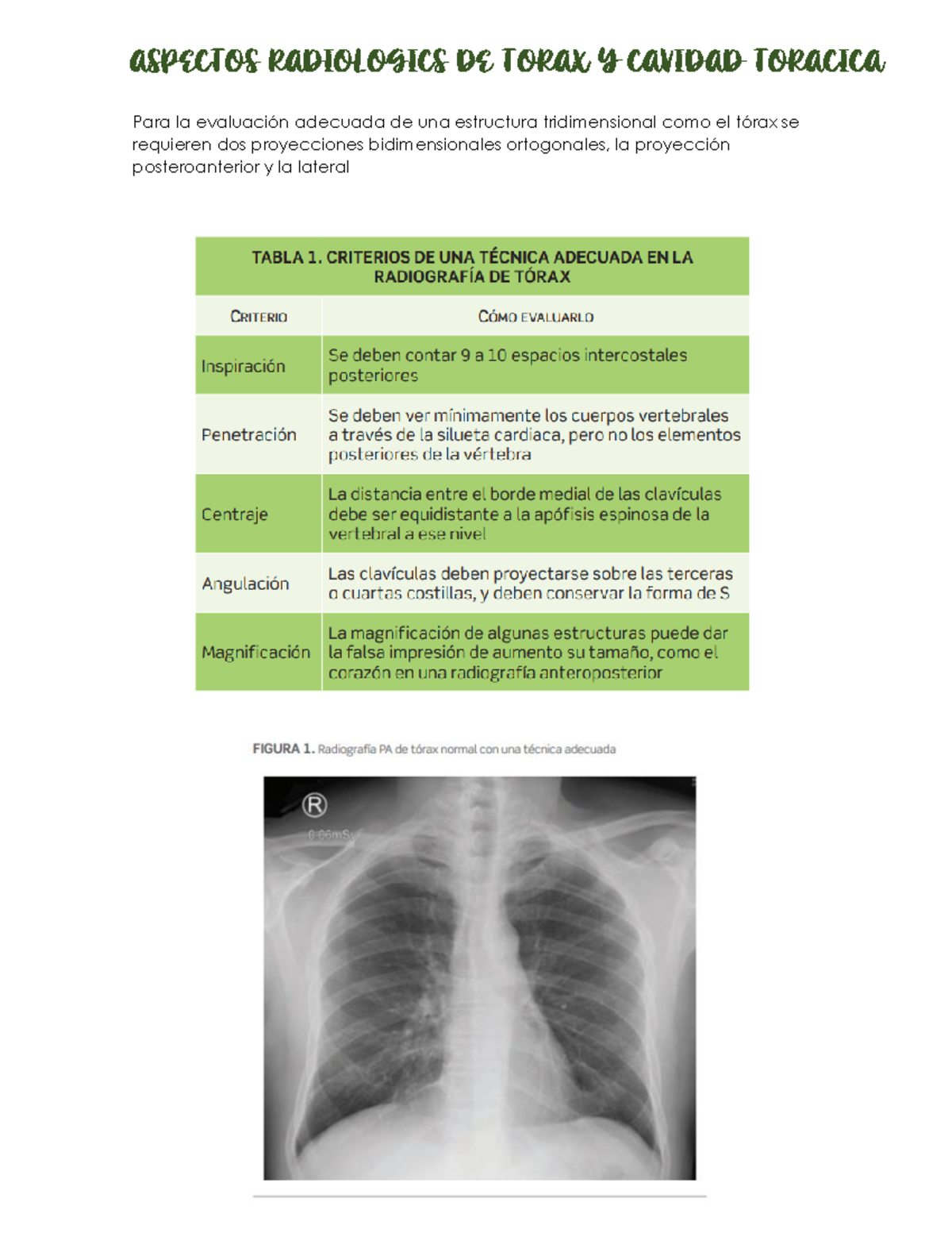 Aspectos Radiologicos - Para la evaluación adecuada de una estructura ...