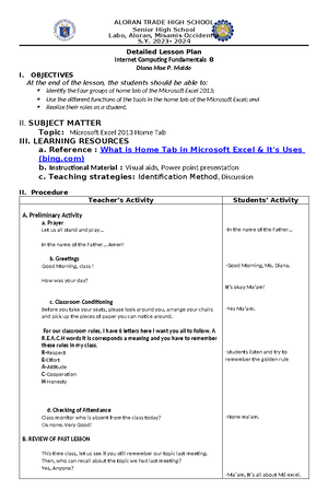 4As Lesson Plan TLE - TLE - 4As Lesson Plan LESSON PLAN IN TLE GRADE 7 ...