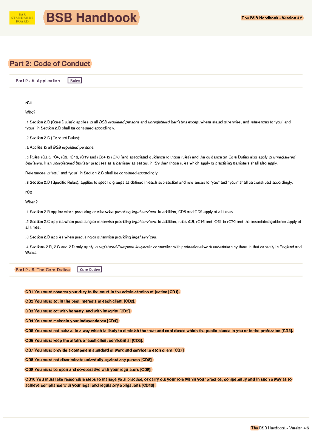 BSB Handbook Code of Conduct - Part 2: Code of Conduct Part 2 - A ...