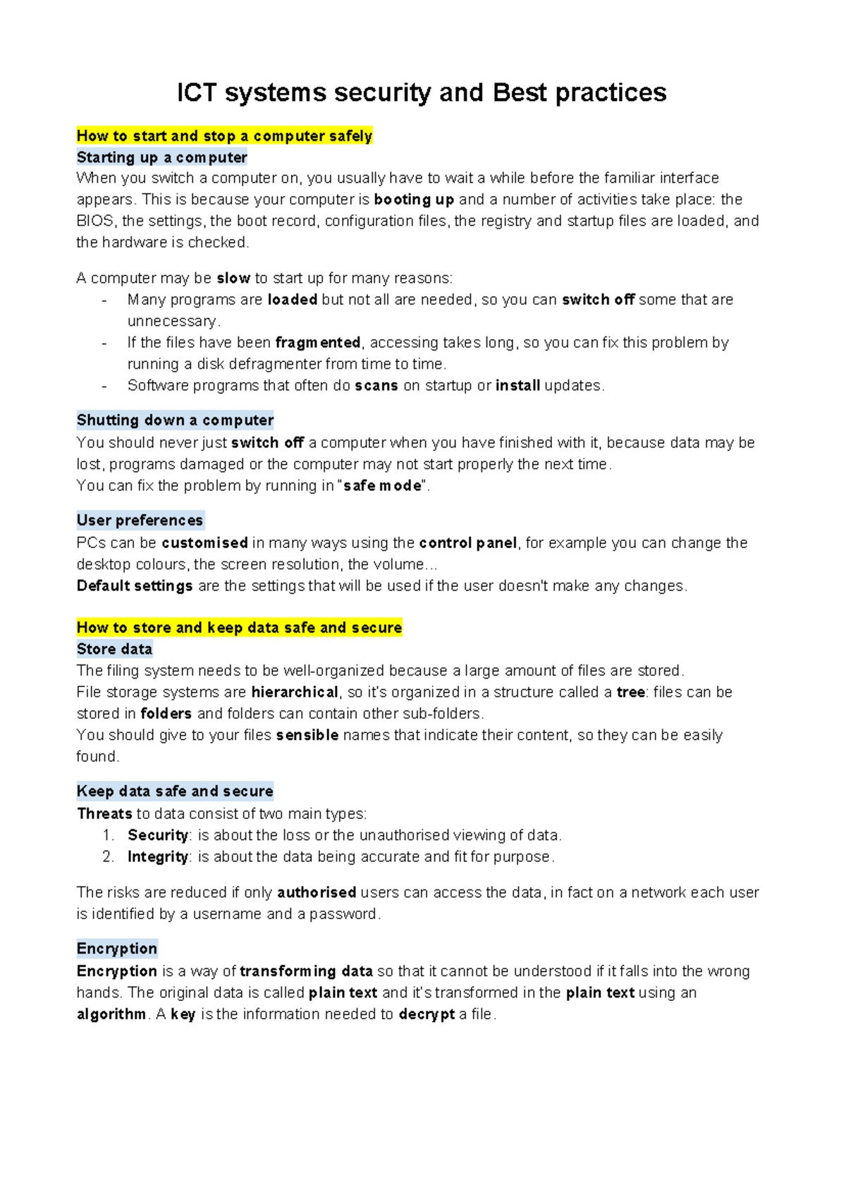 ICT systems security - This is because your computer is booting up and ...