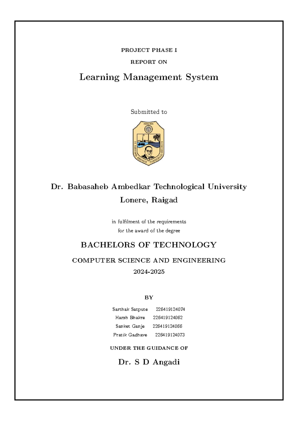 Assignment template UOM - PROJECT PHASE I REPORT ON Learning Management ...