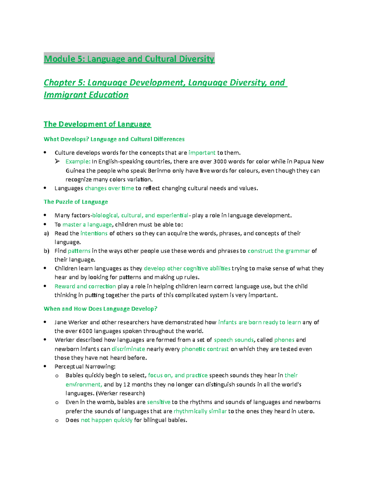 Module 5-Language Development, Language Diversity, and Immigrand Education - Module 5: Language ...