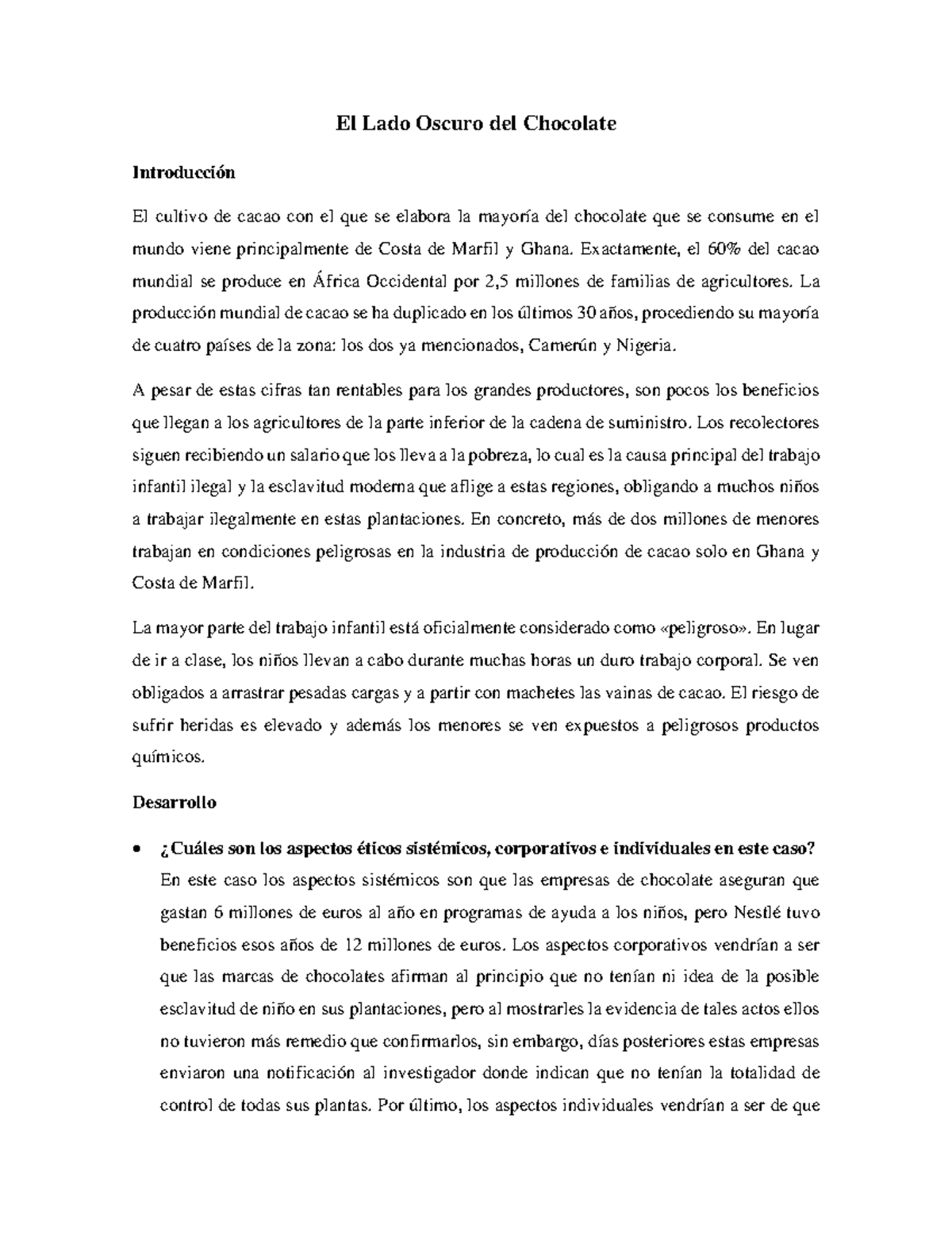 S04 Tarea - El lado oscuro del chocolate - El Lado Oscuro del Chocolate ...