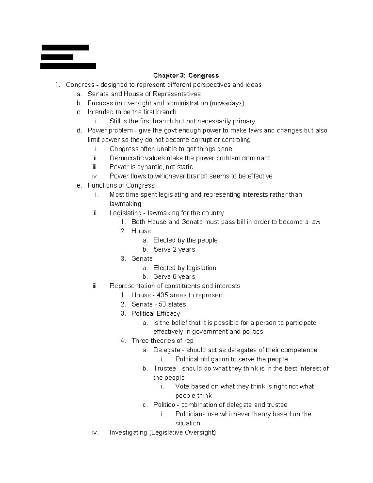 American Government Outline 3 - Kristen Scheidt PoliSci Outline 3 ...