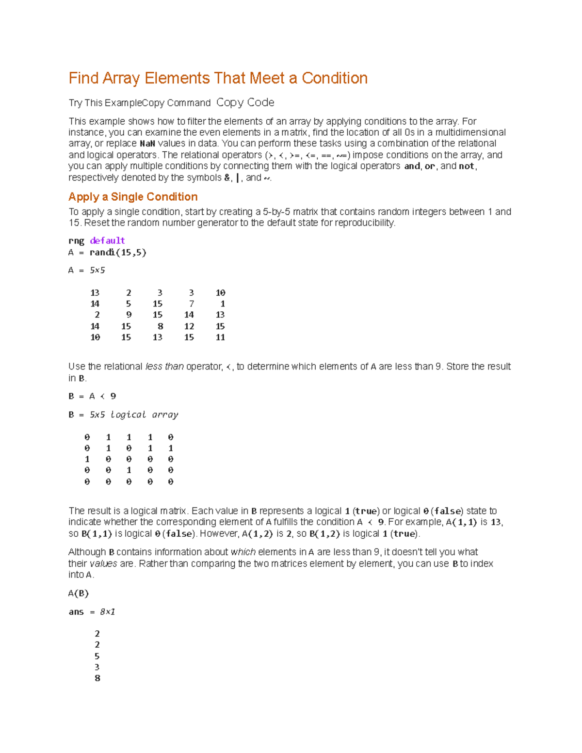 Find Array Elements That Meet a Condition - For instance, you can ...