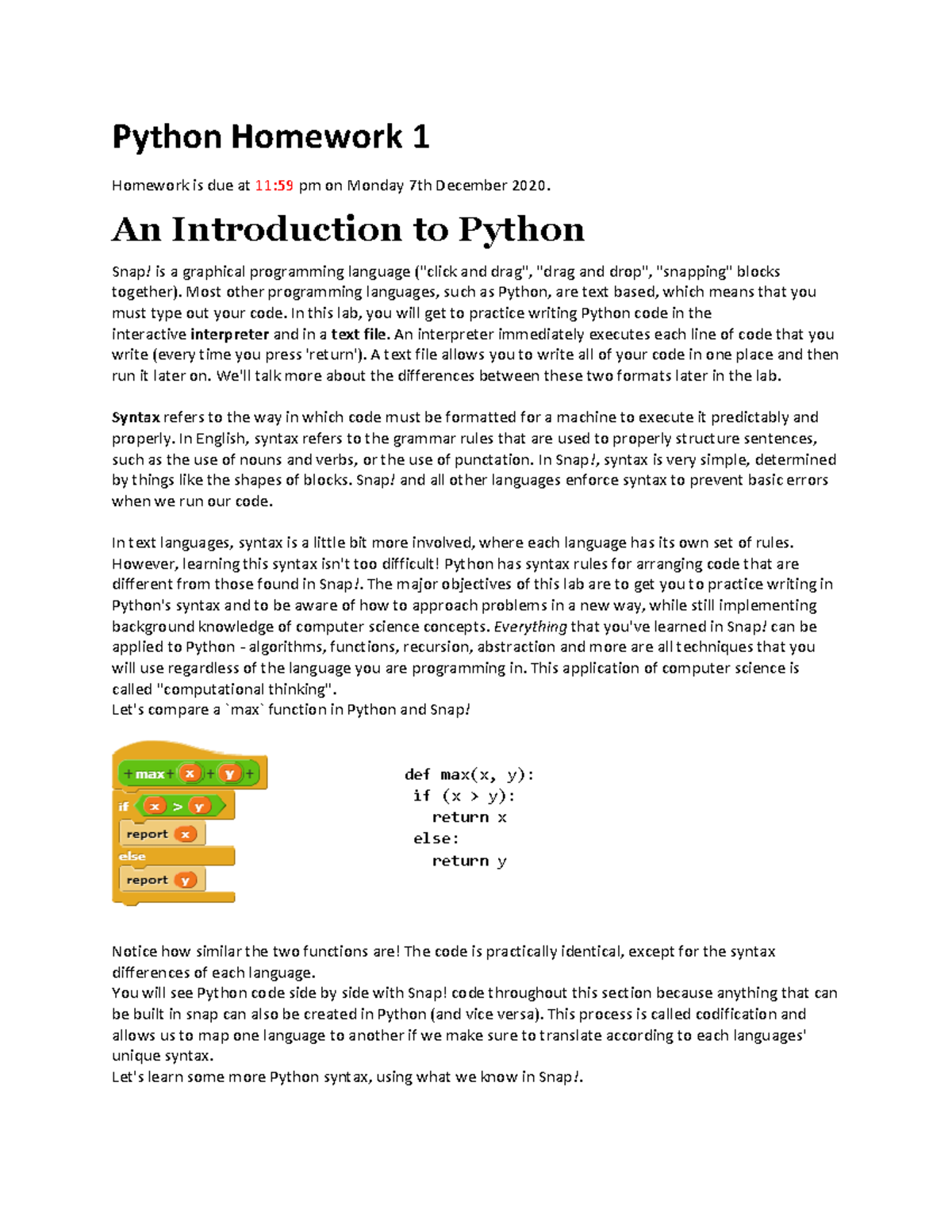Lab 7 Homework - It is an assignment for Snap. - Python Homework 1 ...