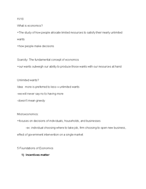 ECON 2010 Final Exam Study Guide - ECON REVIEW Key Definitions Concepts ...