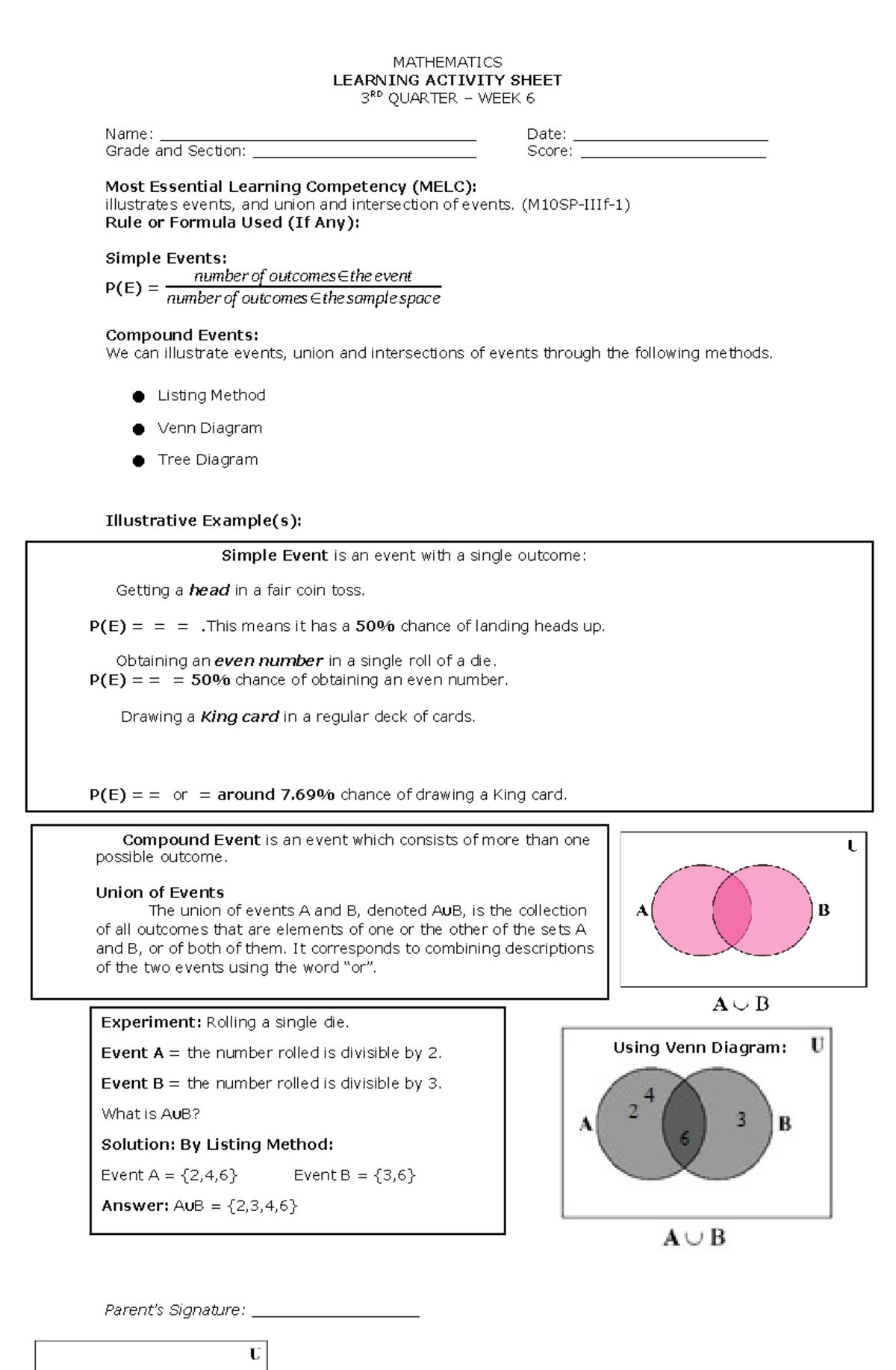 Math 10 LAS Week 6 - MATHEMATICS LEARNING ACTIVITY SHEET 3 RD QUARTER ...