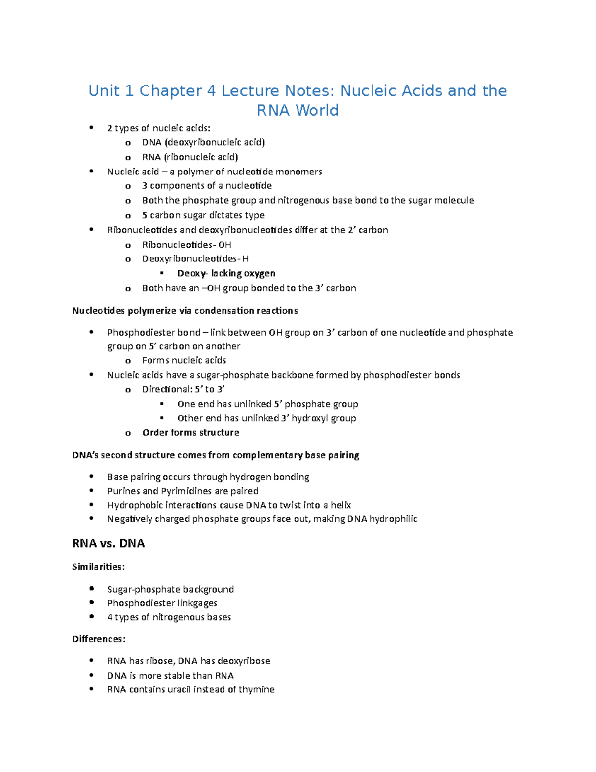 Unit 1 Chapter 4 Lecture Notes - Unit 1 Chapter 4 Lecture Notes ...