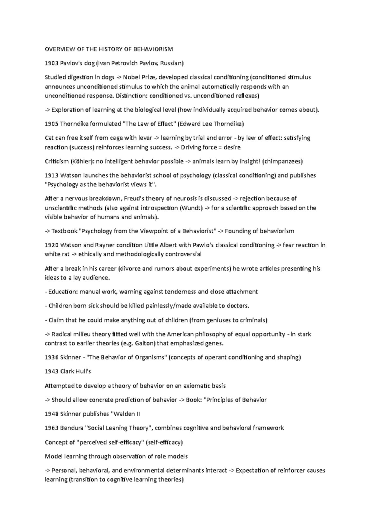 Overview OF THE History OF Behaviorism - OVERVIEW OF THE HISTORY OF ...