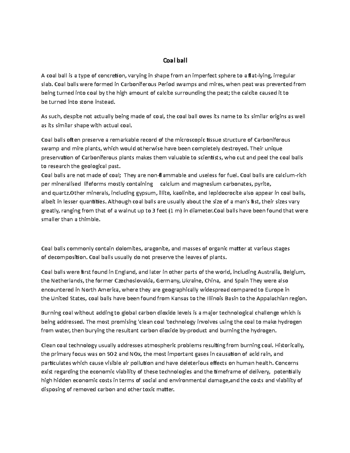 Coal ball introduction and concept and theory - Coal ball A coal ball ...