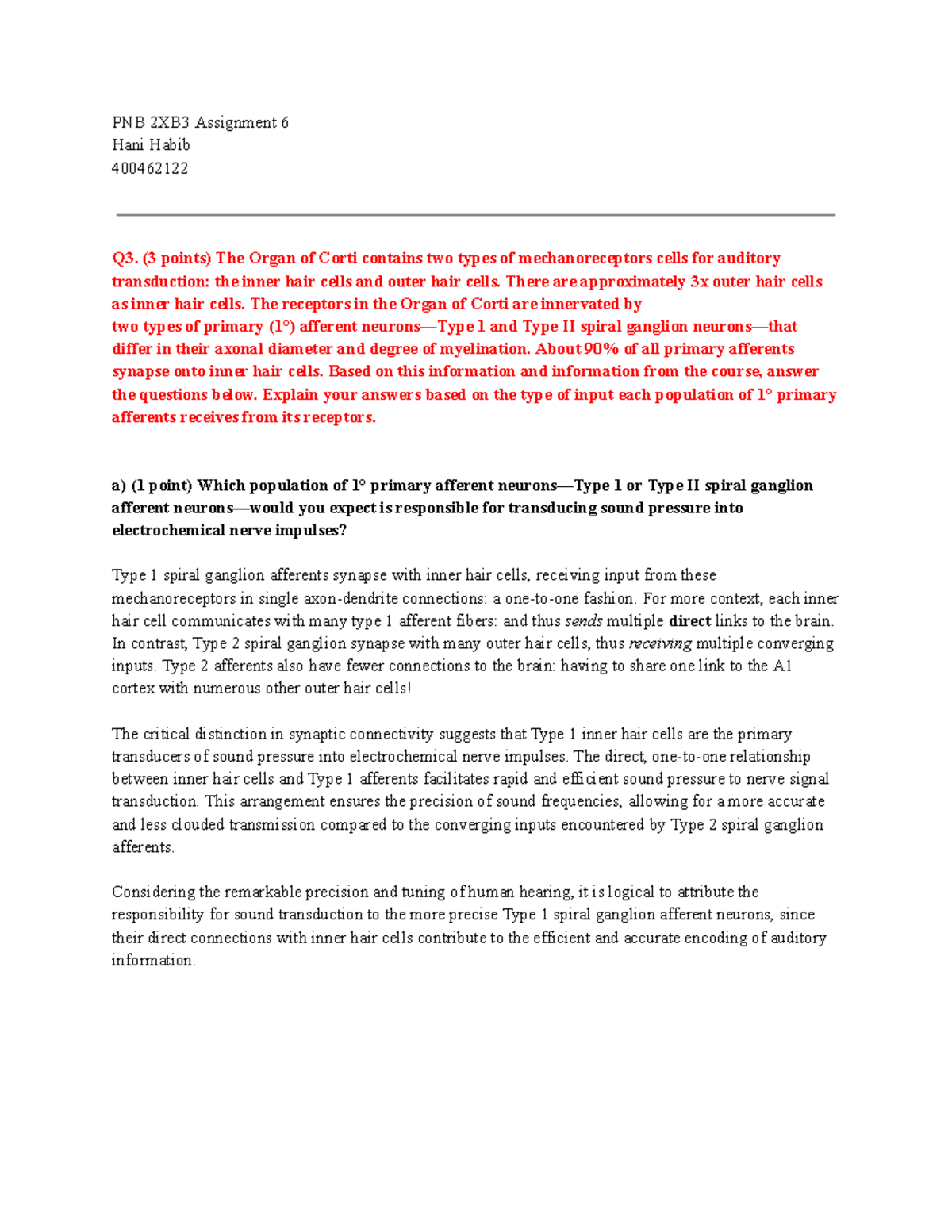 Q.3 PNB 2XB3 Assignment 6 - PNB 2XB3 Assignment 6 Hani Habib 400462122 Q3. (3 points) The Organ ...