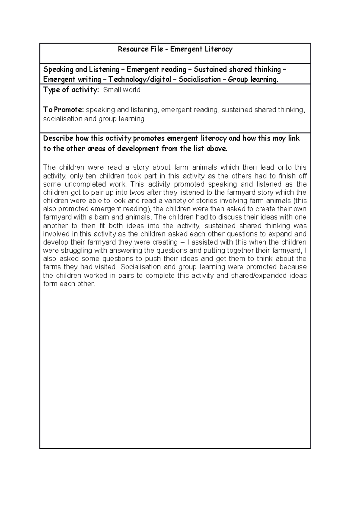 Literacy Resource File - Resource File - Emergent Literacy Speaking and ...