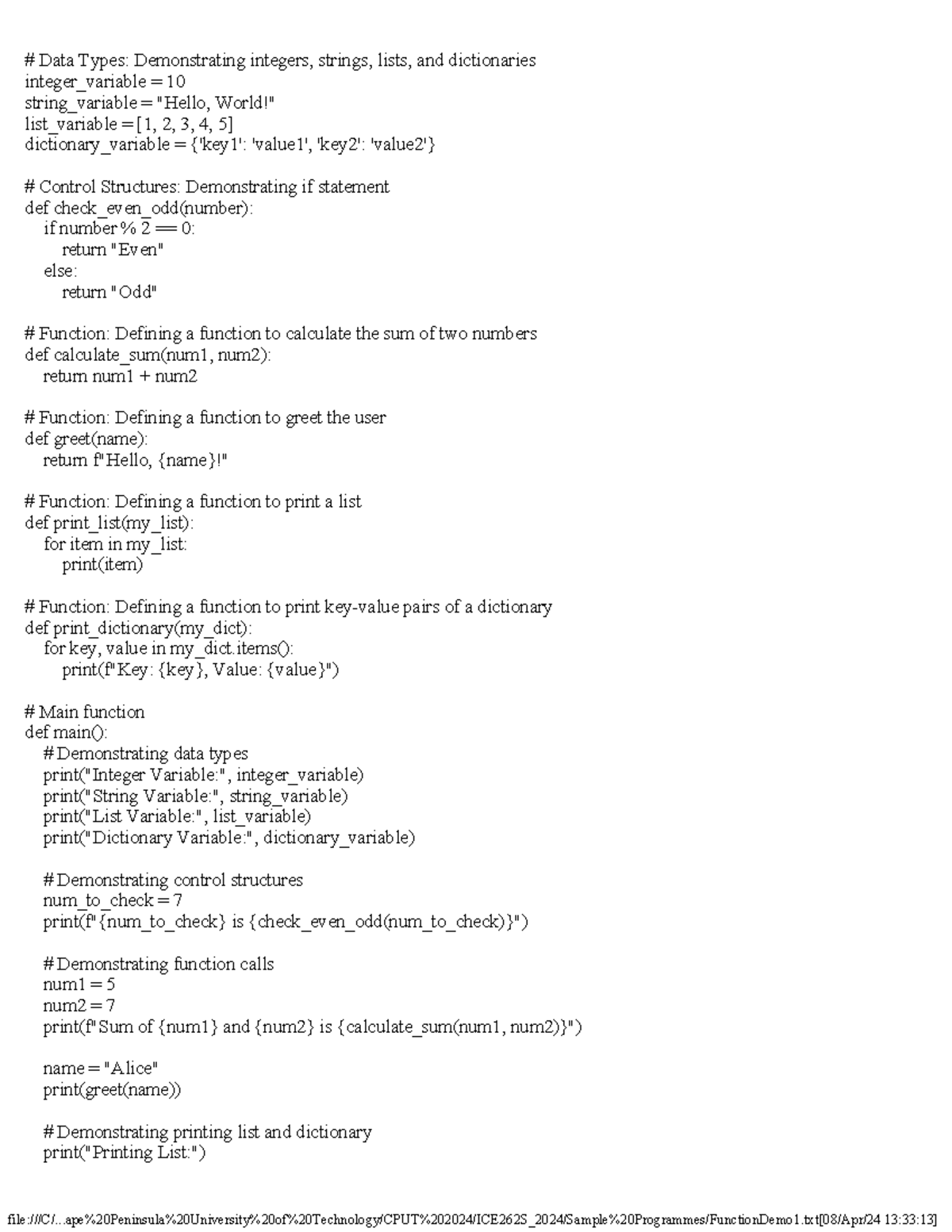 Function Demo 1 - file:[08/Apr/24 13:33:13] Data Types: Demonstrating ...