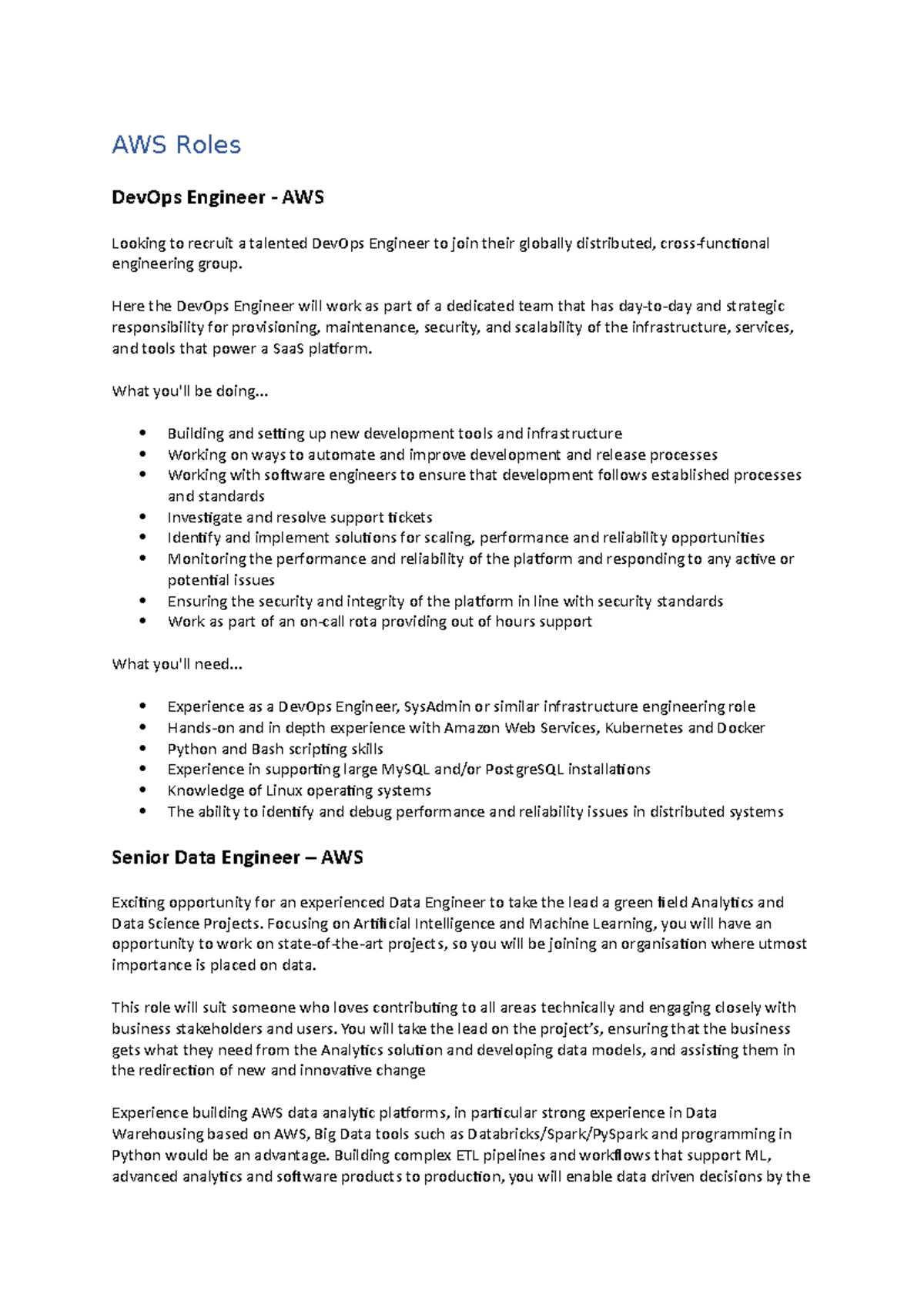 AWS Roles - Management principles and funtions - AWS Roles DevOps ...