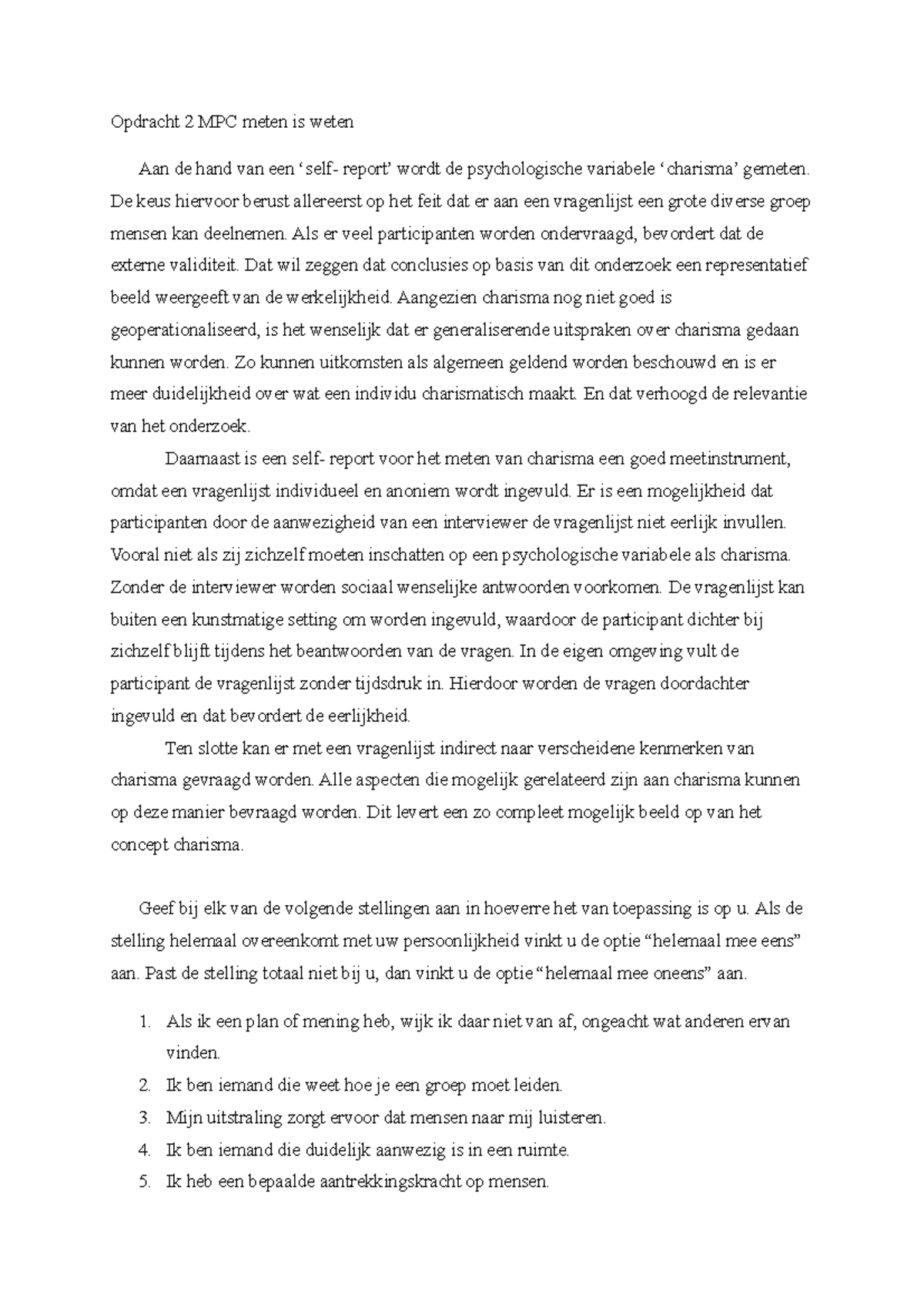 Opdracht 2 MPC operationalisatie - Opdracht 2 MPC meten is weten Aan de ...