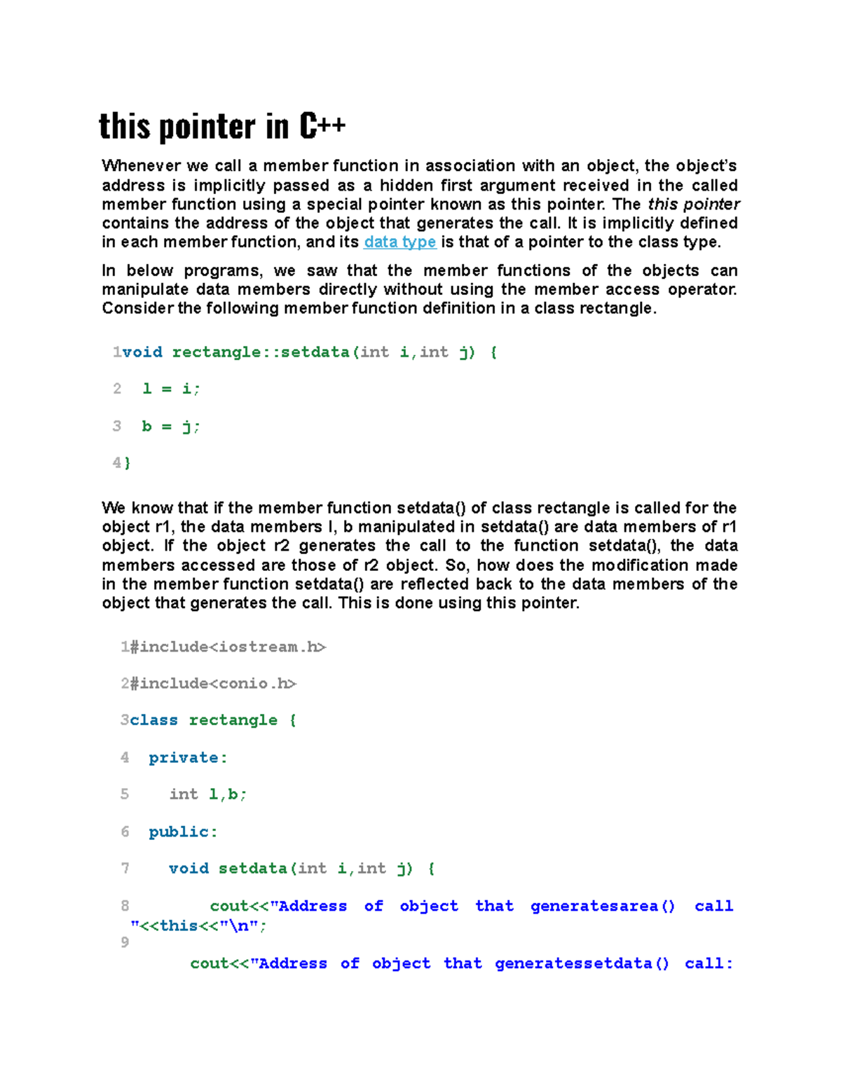 This Pointer In C++ - This Pointer In C++ Whenever We Call A Member 