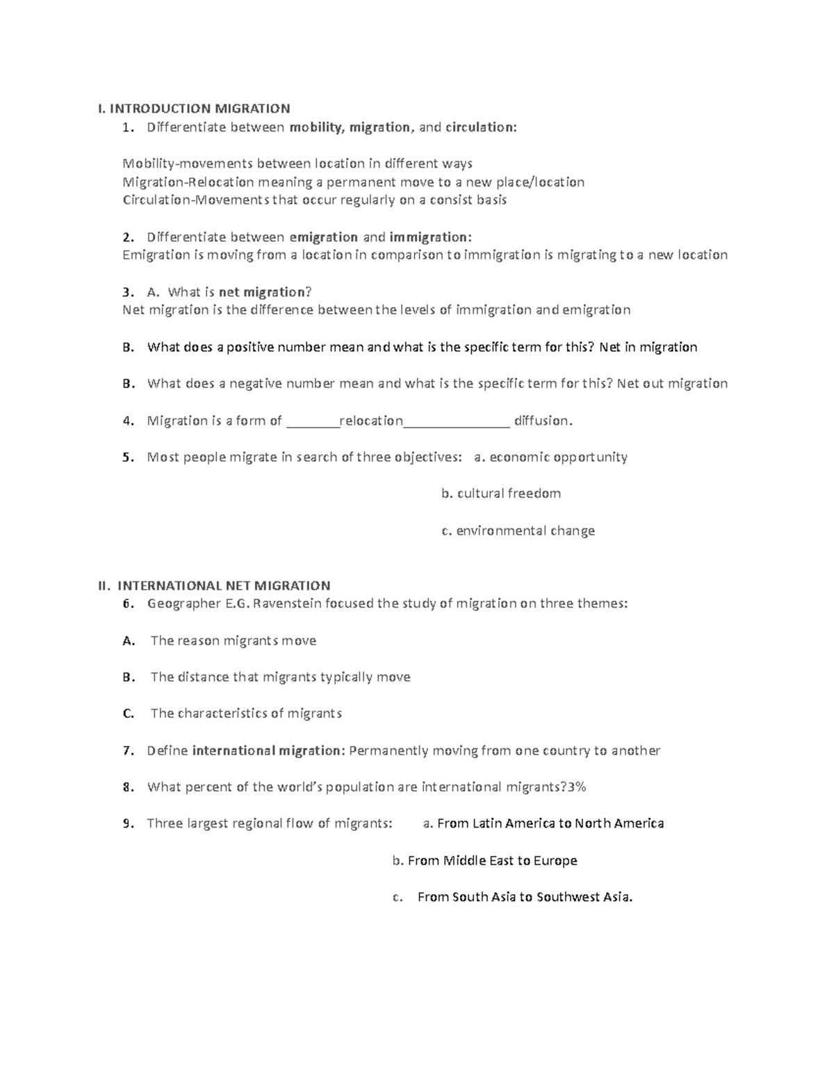 Document 1 - guftccgj - I. INTRODUCTION MIGRATION Differentiate between mobility, migration, and ...