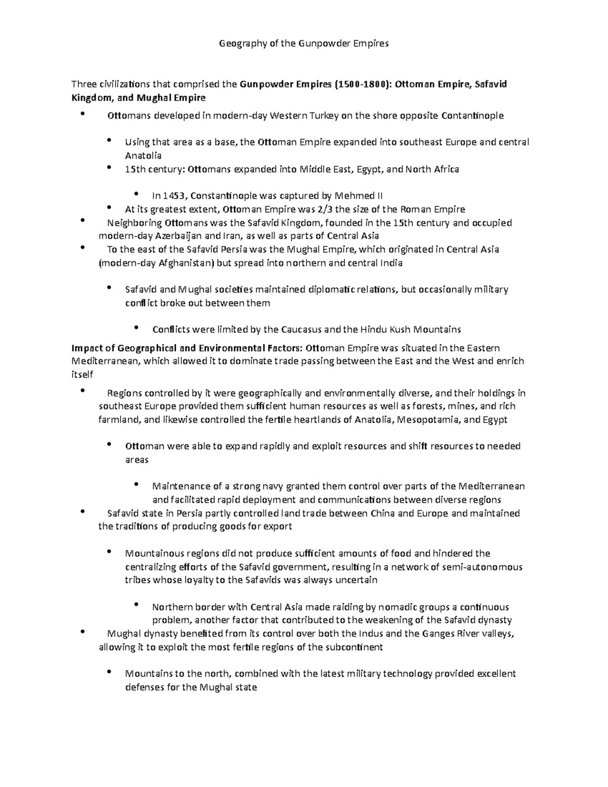 Geography of the Gunpowder Empires - Studocu