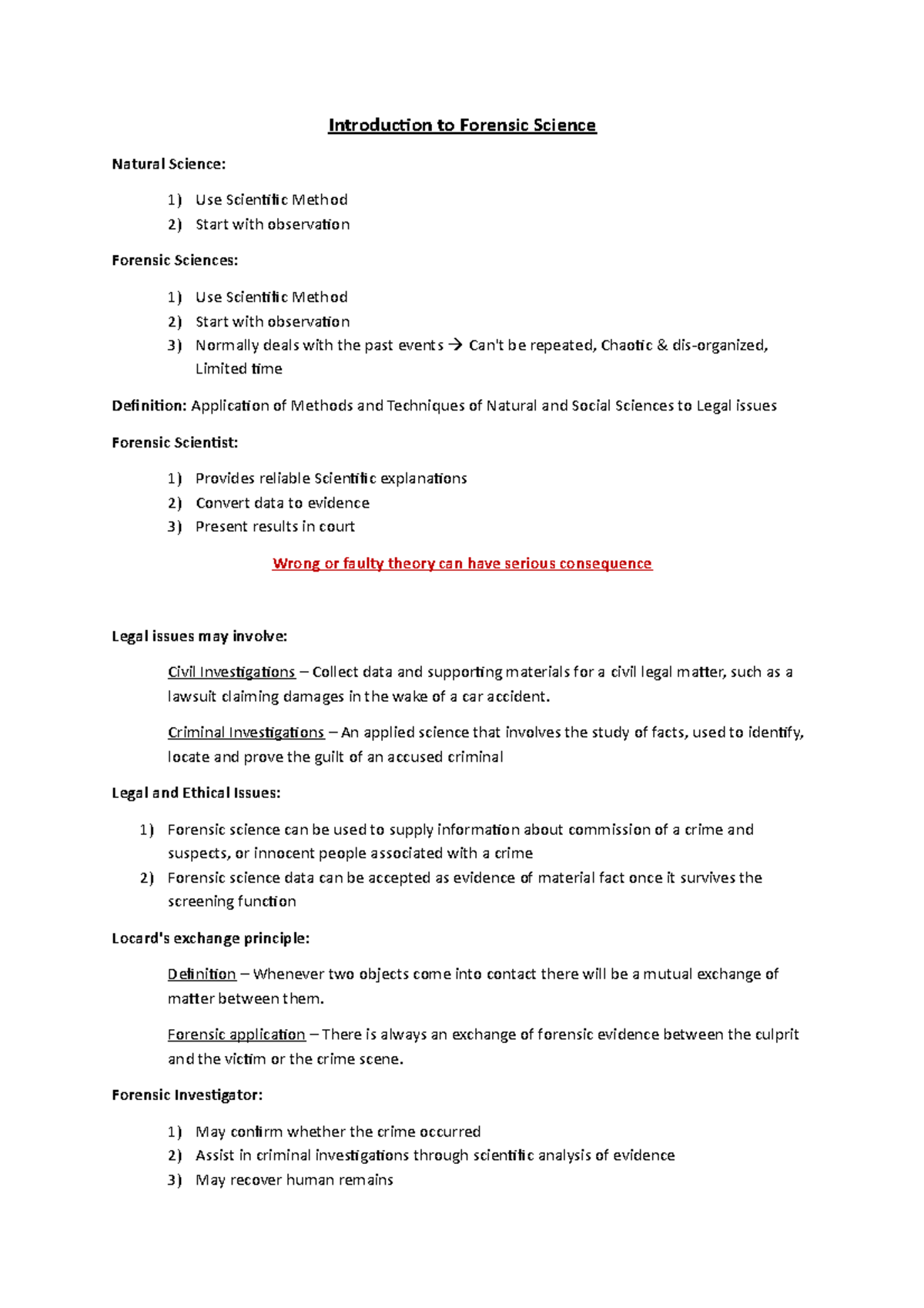 Midterm - Weeks 1-6 - Lecture notes 1-6 - Introducion to Forensic ...