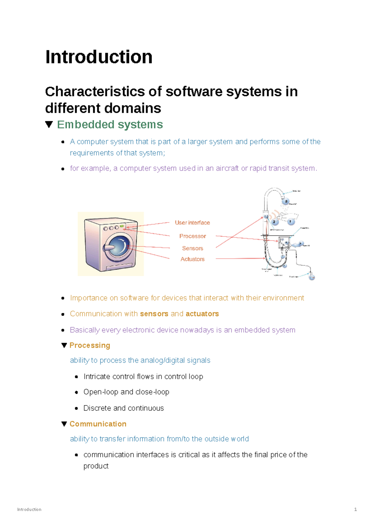 Introduction summary - Introduction Characteristics of software systems ...